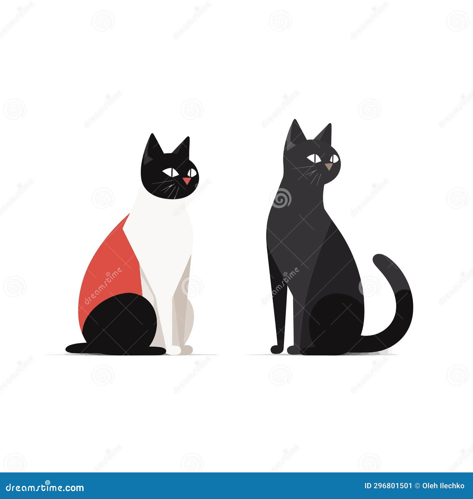 Two Cats Vector Flat Minimalistic Isolated Illustration Stock Vector ...