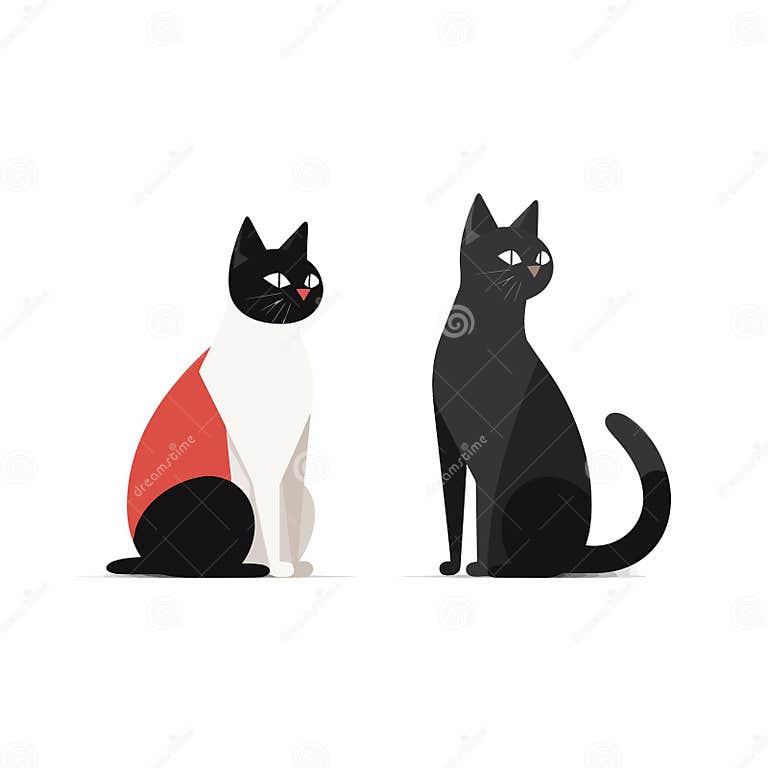 Two Cats Vector Flat Minimalistic Isolated Illustration Stock ...