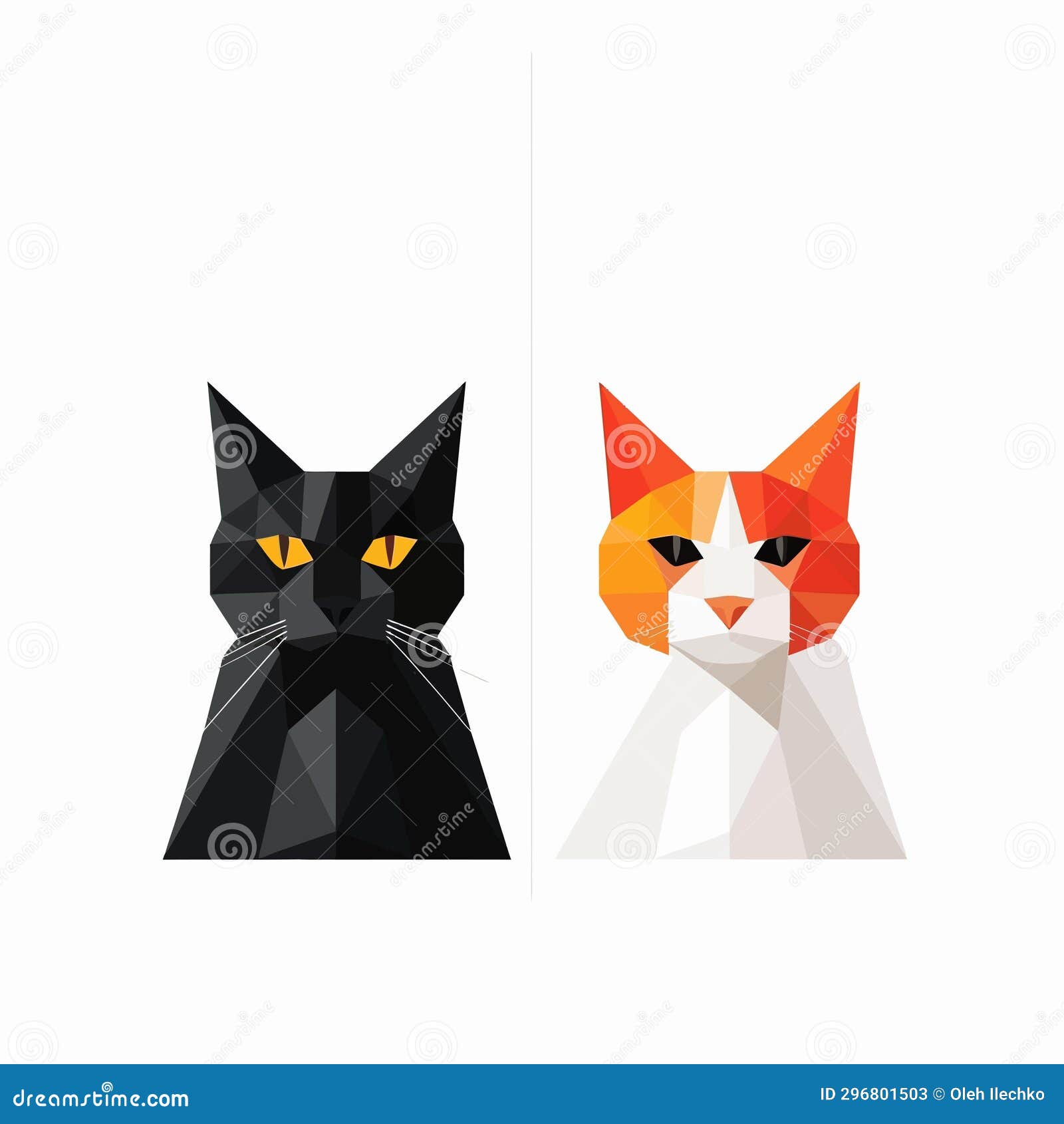 Two Cats Vector Flat Minimalistic Isolated Illustration Stock Vector ...