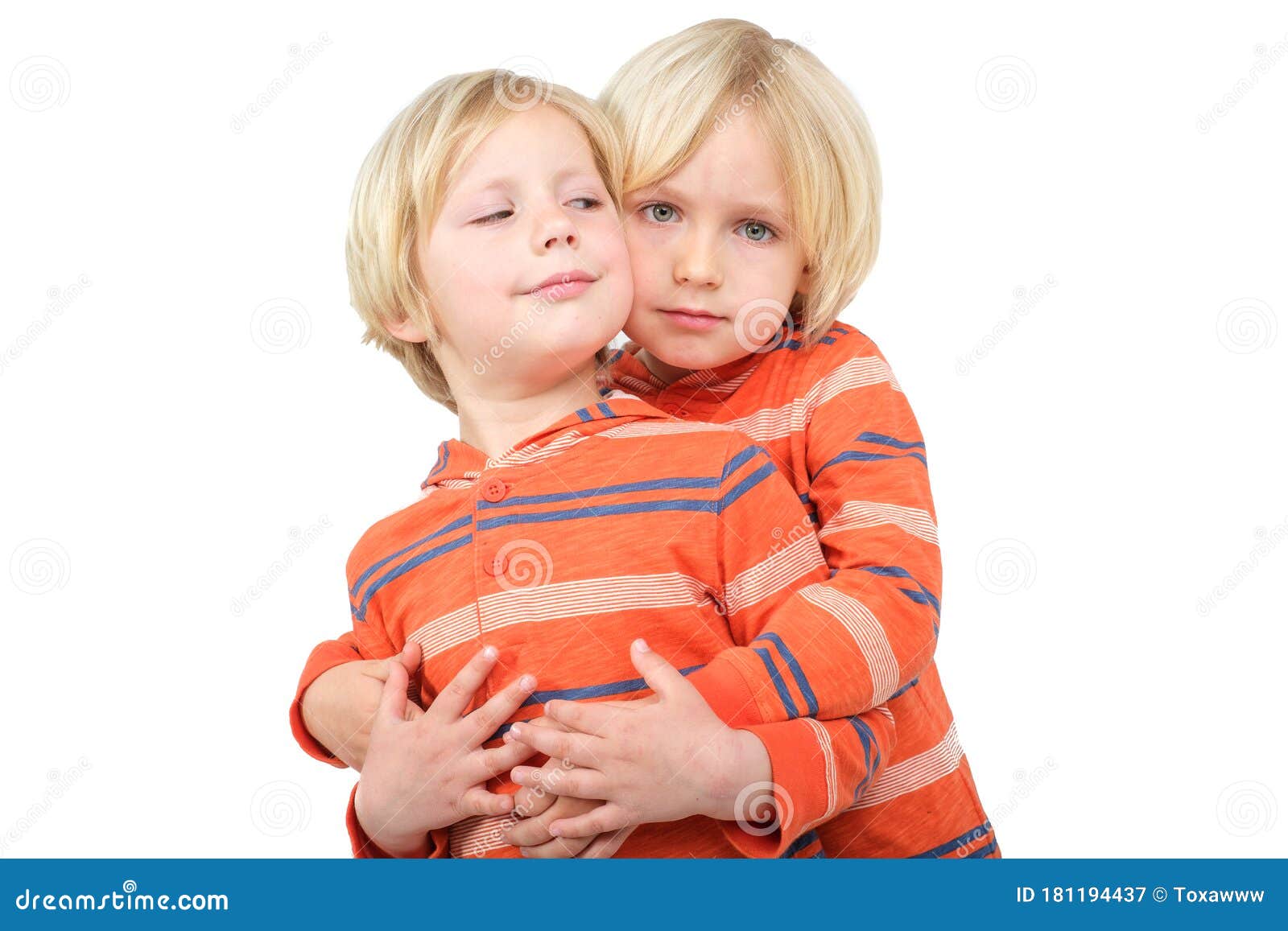 Two Caucasian Boys Brothers Posing in Studio Stock Image - Image of ...