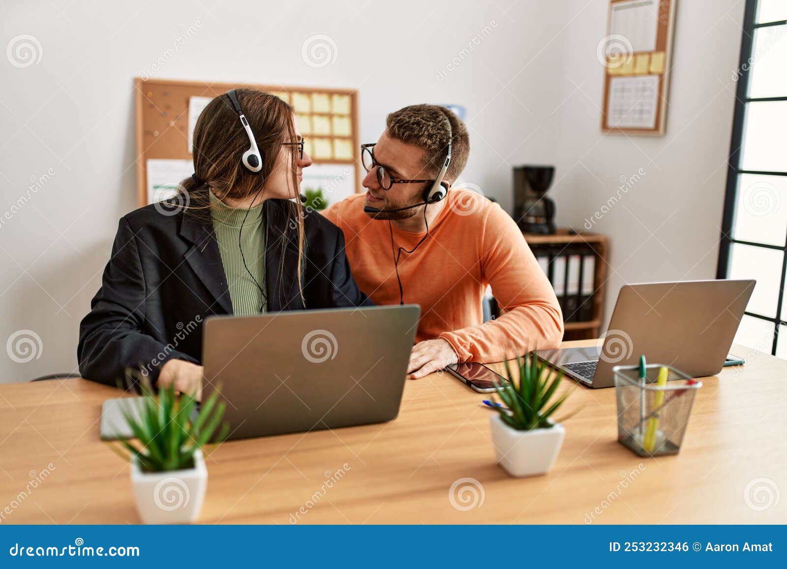 Two Caucasian Business Executives Working at the Office Stock Photo ...