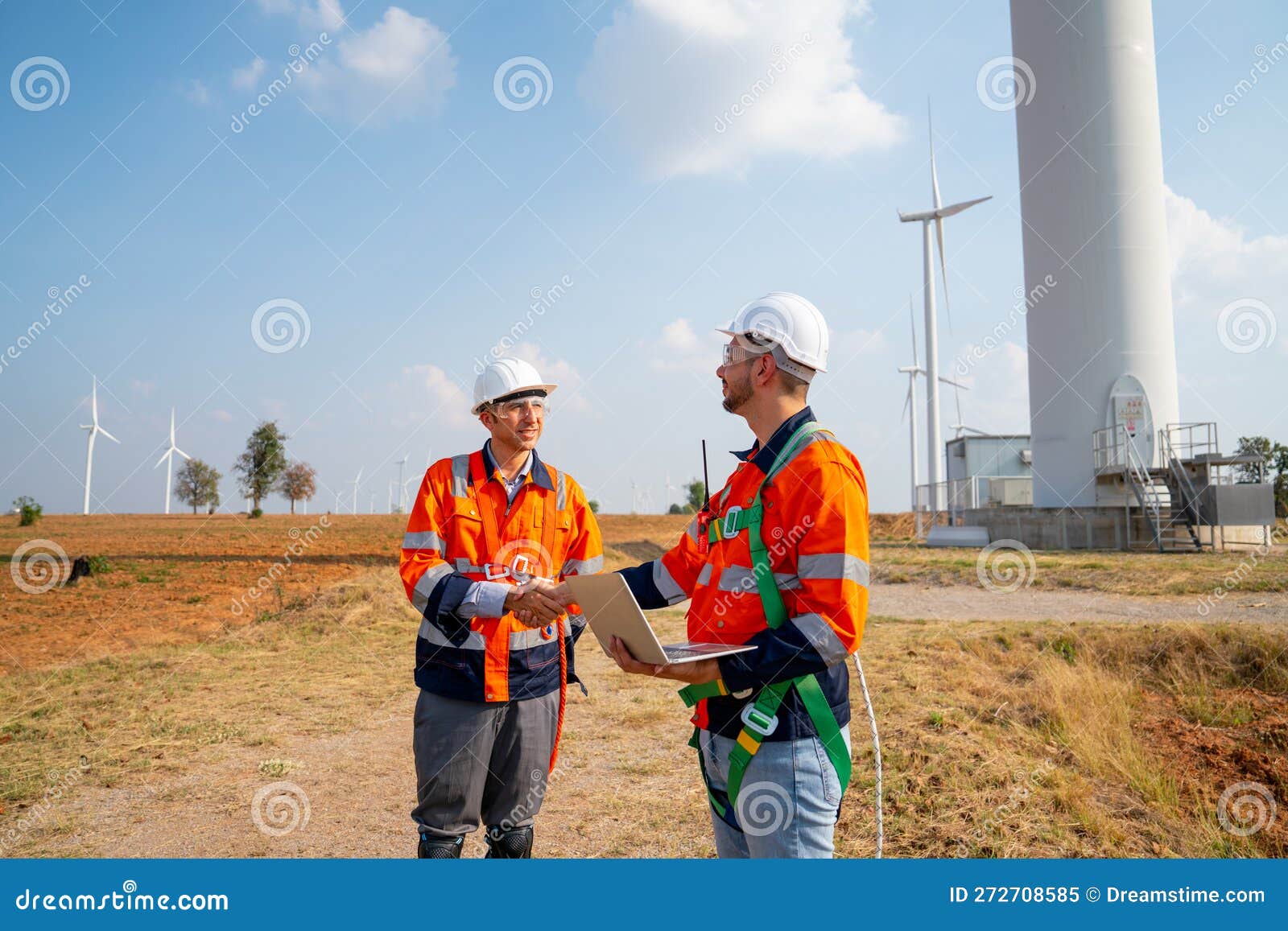 Two Caucasian Engineers or Technicians Shake Hands and Stay in Front of ...