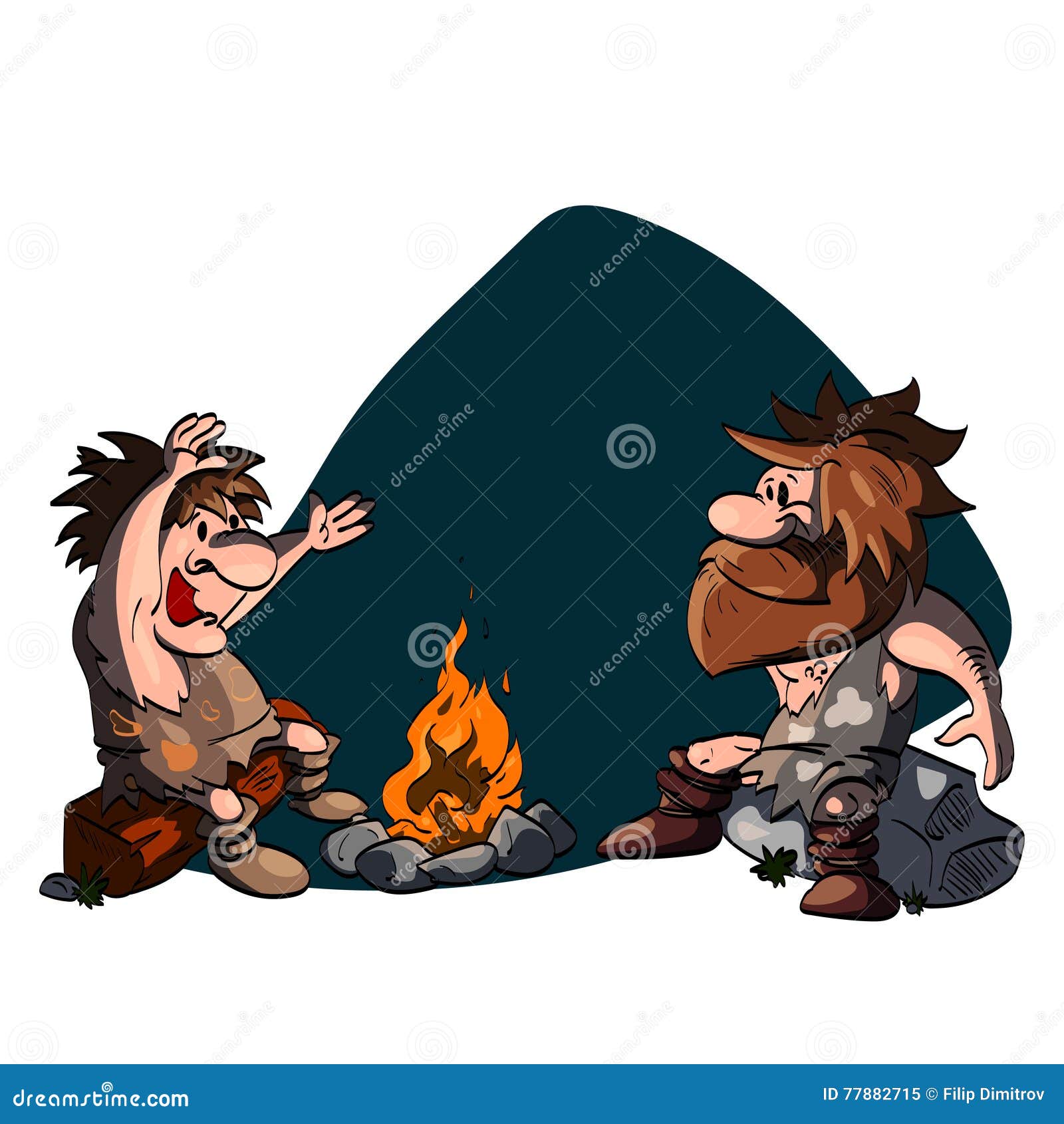 Two cavemen talking stock vector. Illustration of prehistoric - 77882715