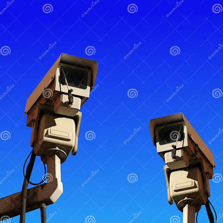 Two cctv cameras stock photo. Image of monitoring, watch - 6391250
