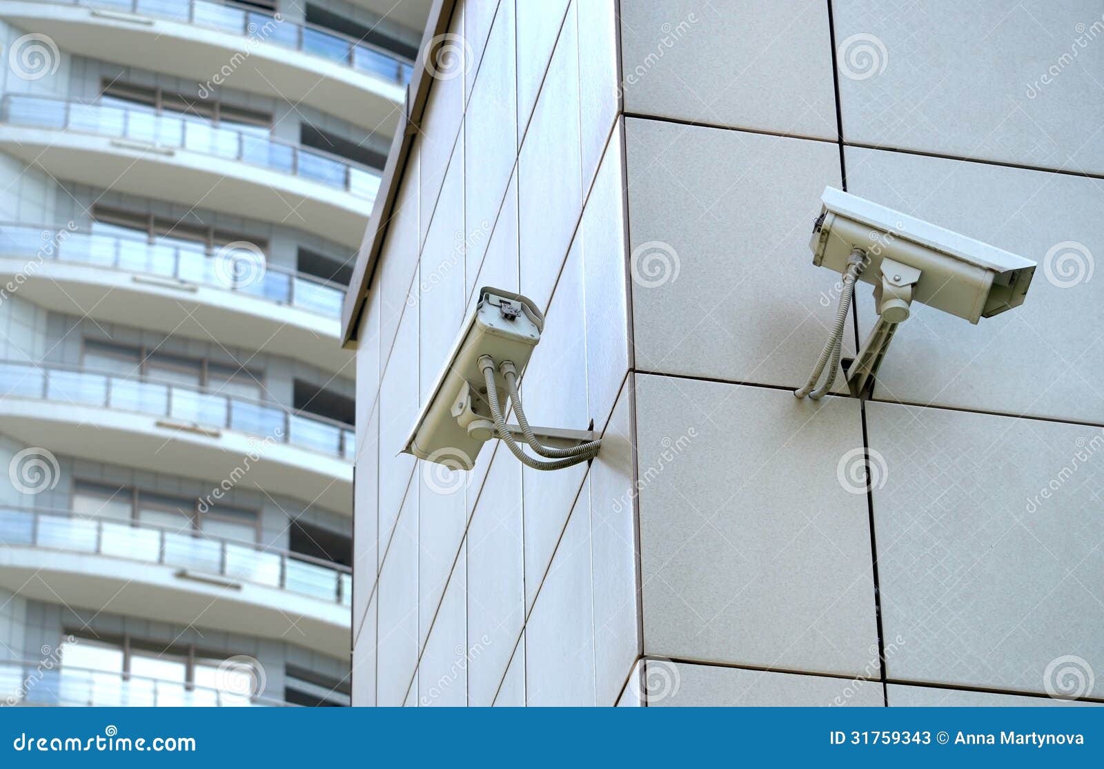 Two CCTV Cameras on the Cone Stock Image - Image of brother, protect ...