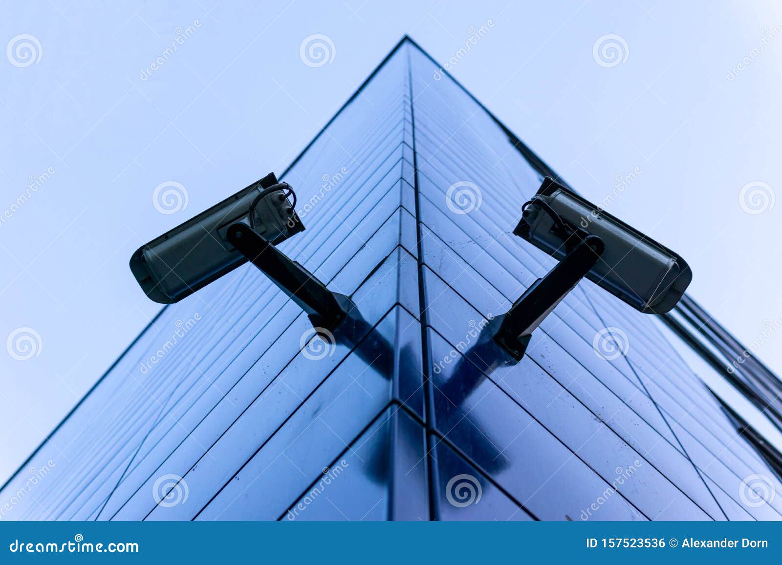 Two CCTV Cameras on the Cone of the Morden Office Building Stock Photo ...