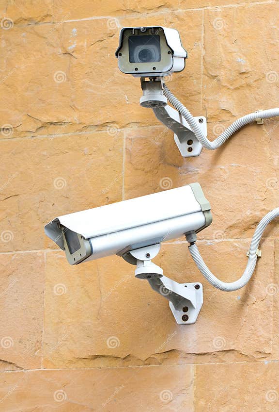 Two CCTV Security Cameras. stock image. Image of record - 36470547