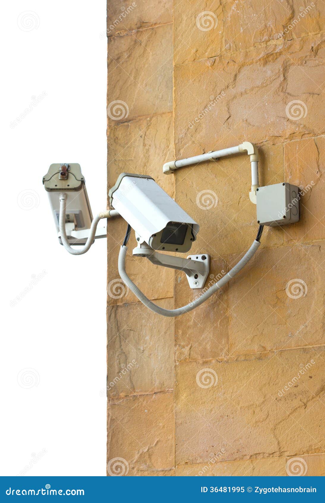 Two CCTV Security Cameras. stock image. Image of monitor - 36481995