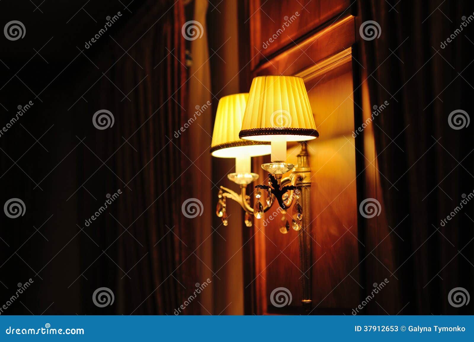 Two Ceiling Lights Mounted on a Wall Stock Image - Image of luxury ...