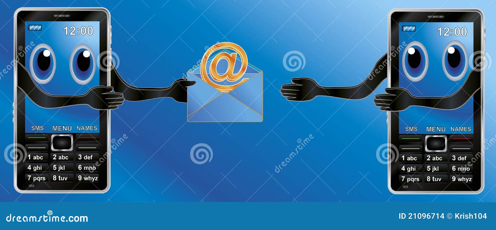 Two cell phones and email stock vector. Illustration of green - 21096714