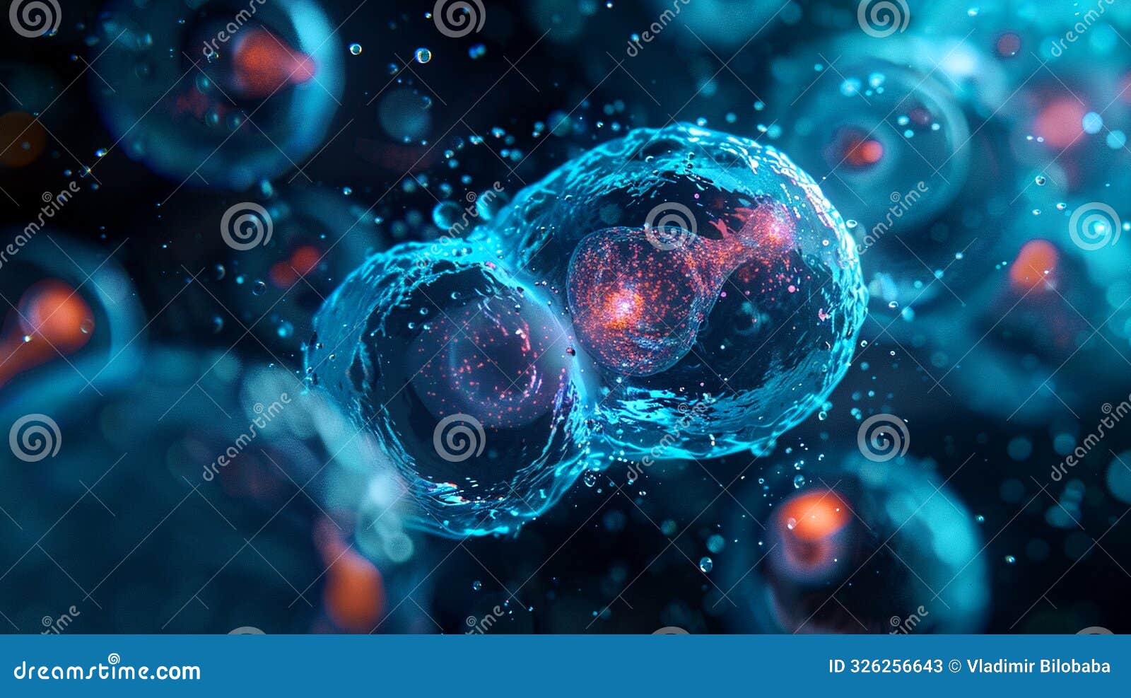 Microscopic View of Cells Dividing in a Liquid Environment Stock ...