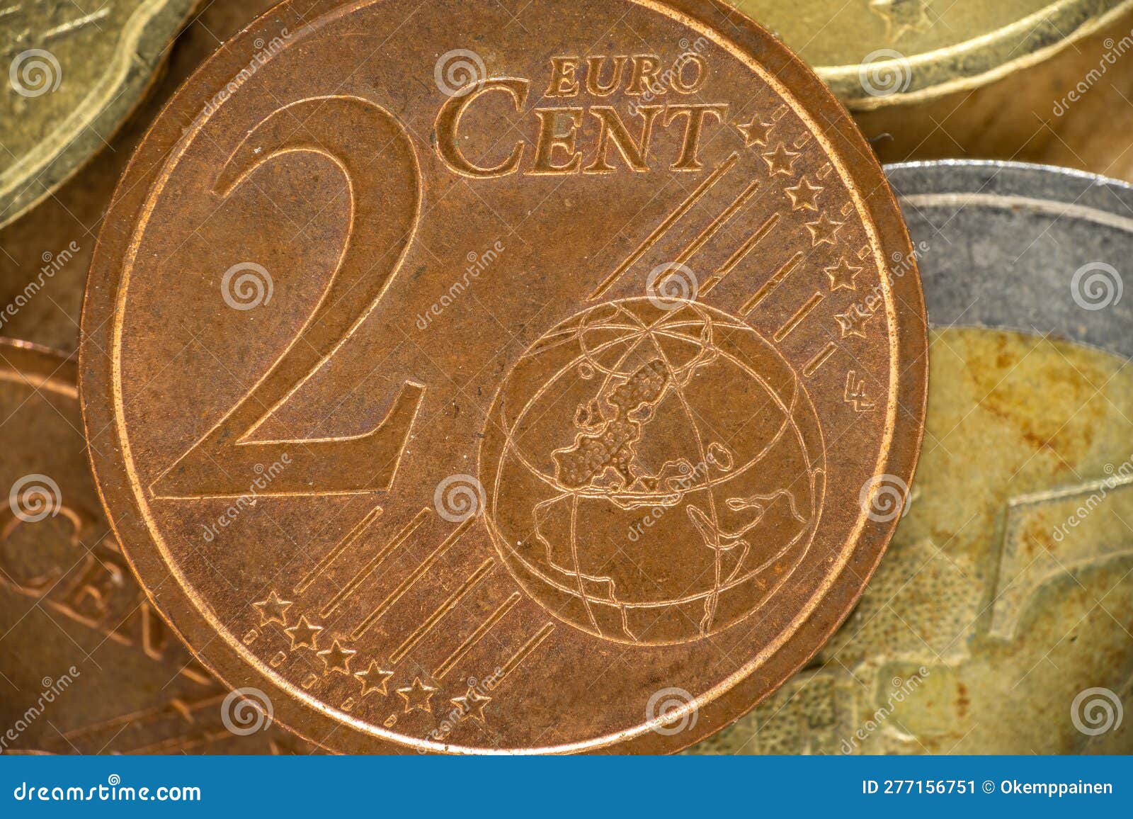 Two Cent Coin (euro). Reverse Side, Macro Stock Image - Image of ...