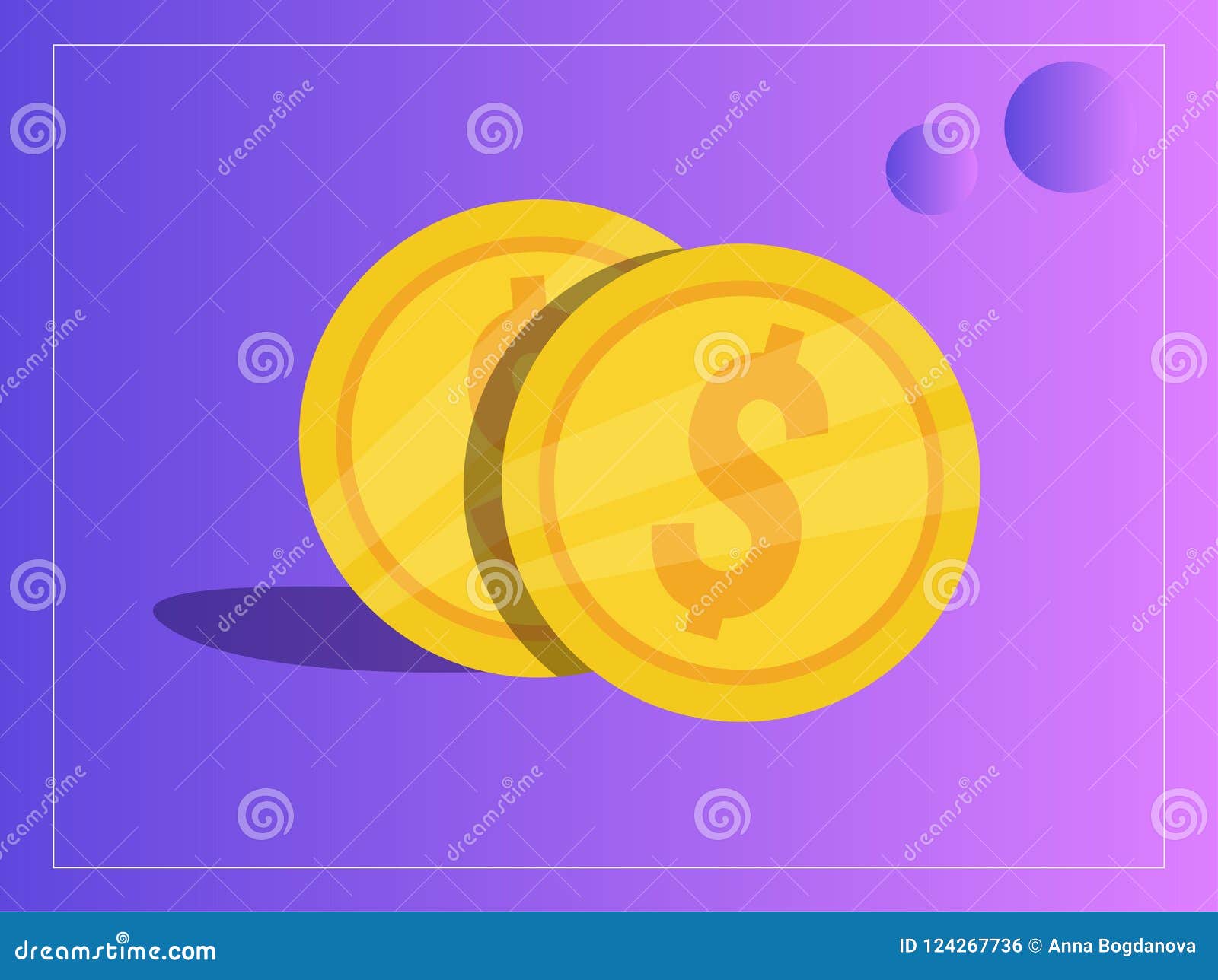 Two Cents Vector. Cartoon. Isolated Art Violet Yellow | CartoonDealer ...