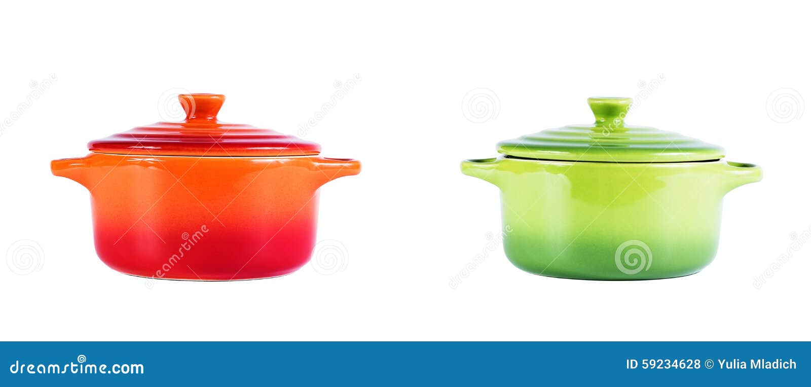 Two Ceramic Pots Isolated on White Stock Photo - Image of kitchen, clay ...