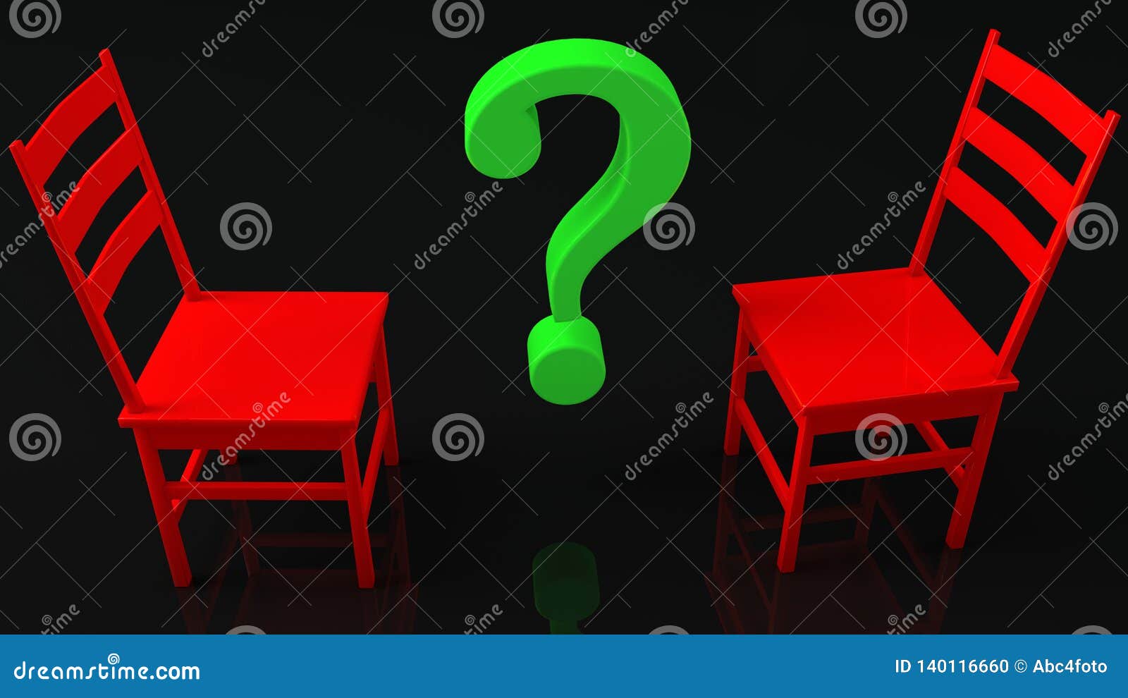 Two Chair in Red with Green Question Mark Stock Illustration ...