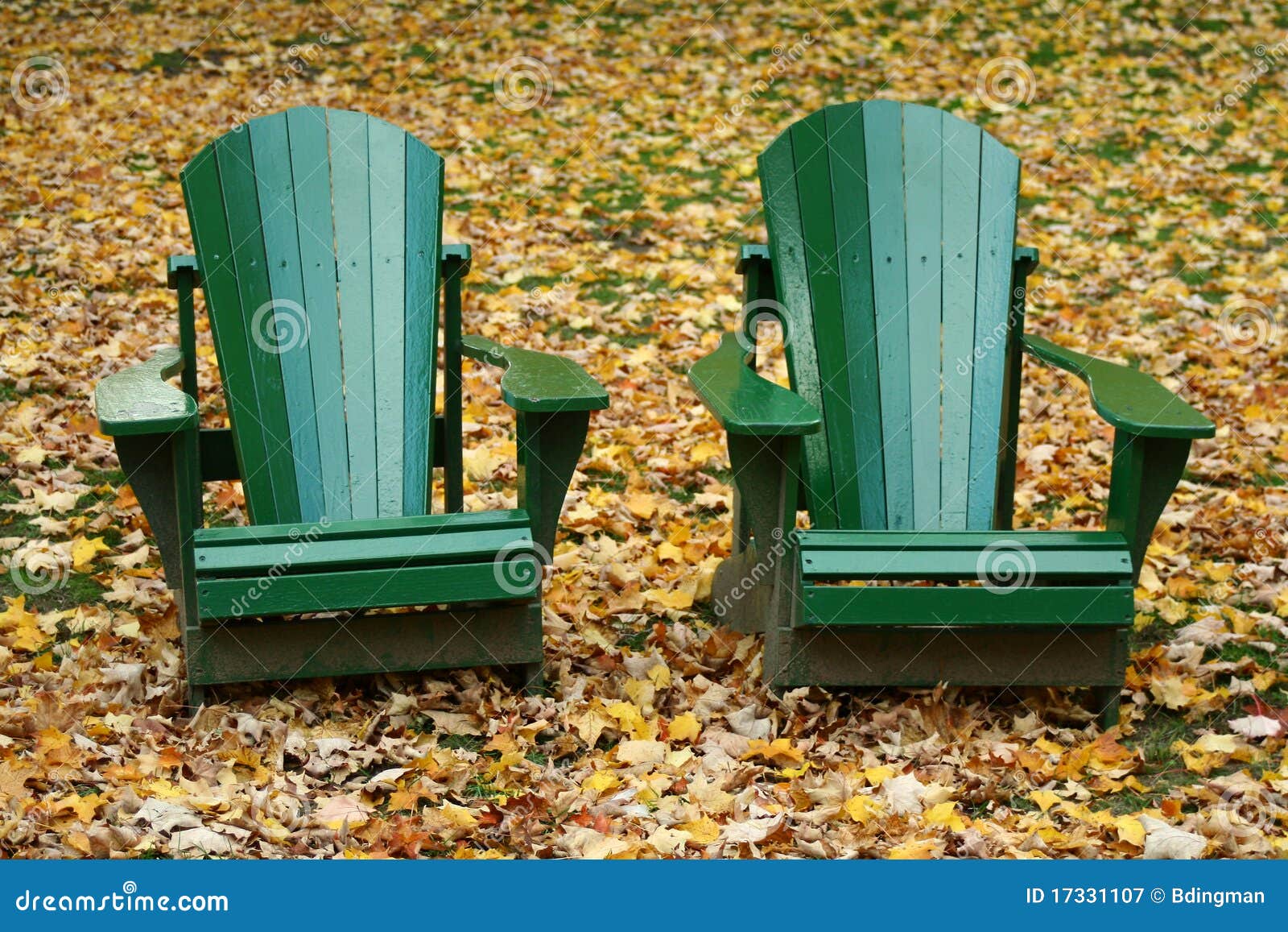 Two Chairs in Autumn stock image. Image of colorful, nature - 17331107