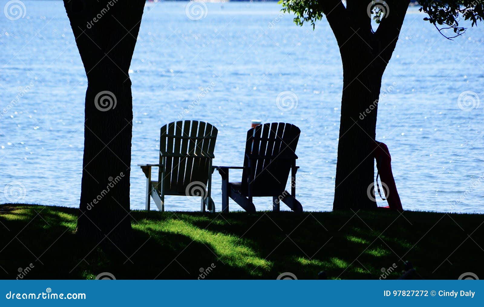 Two Chairs at the Edge of the Lake Stock Photo - Image of edge ...