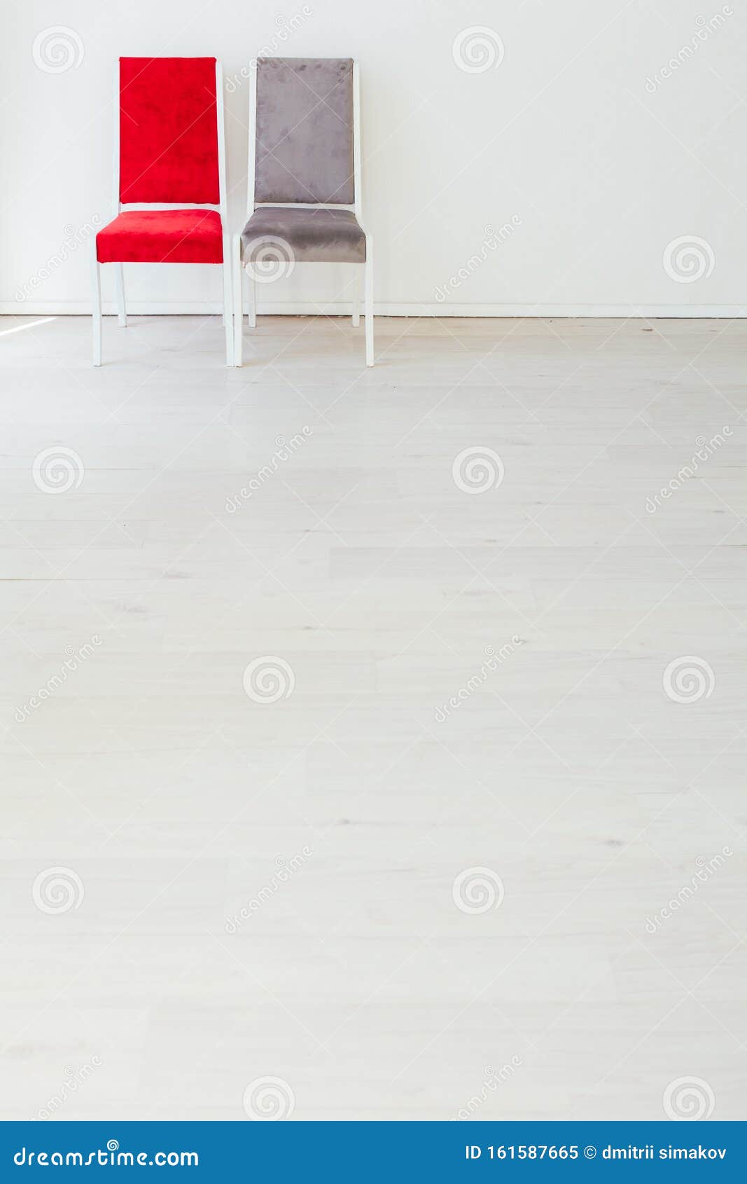 Two Chairs in the Interior of an Empty White Room Stock Image - Image ...