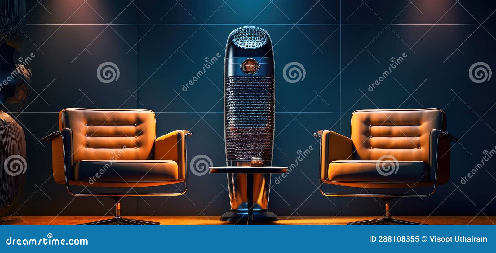 Two Chairs and Microphones in Interview Room Stock Illustration ...