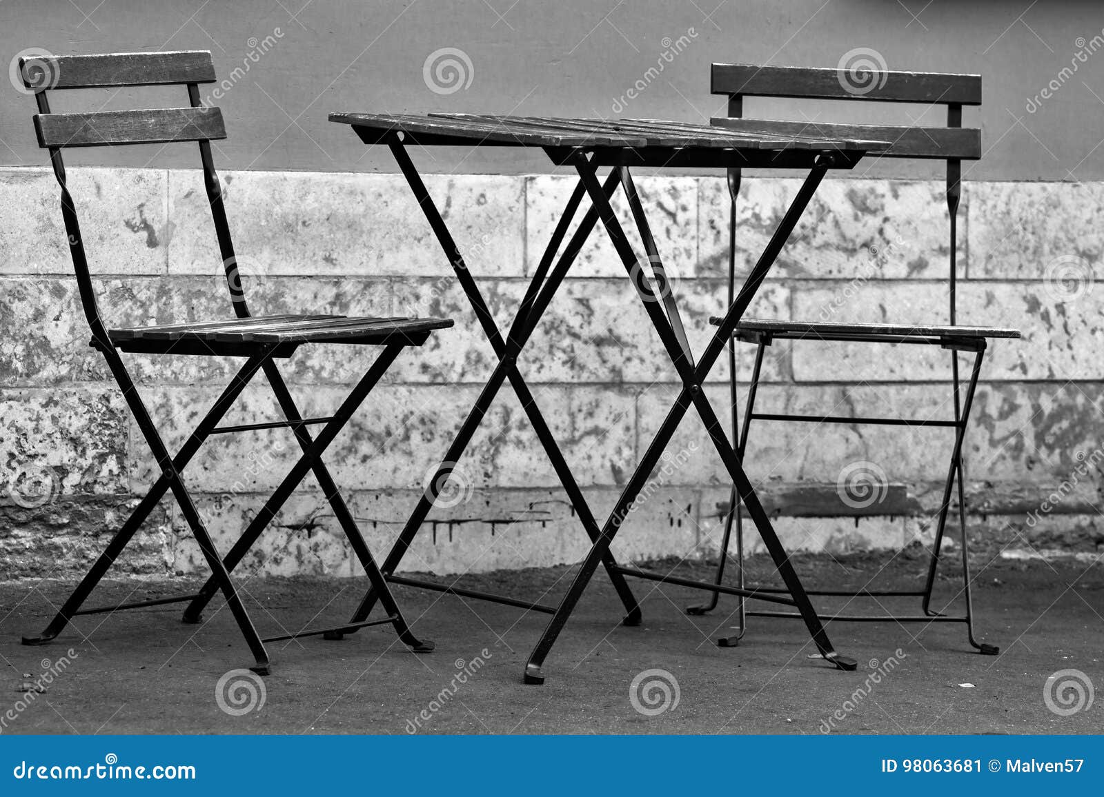 Two Chairs and One Table on the Street Stock Image - Image of outdoor ...