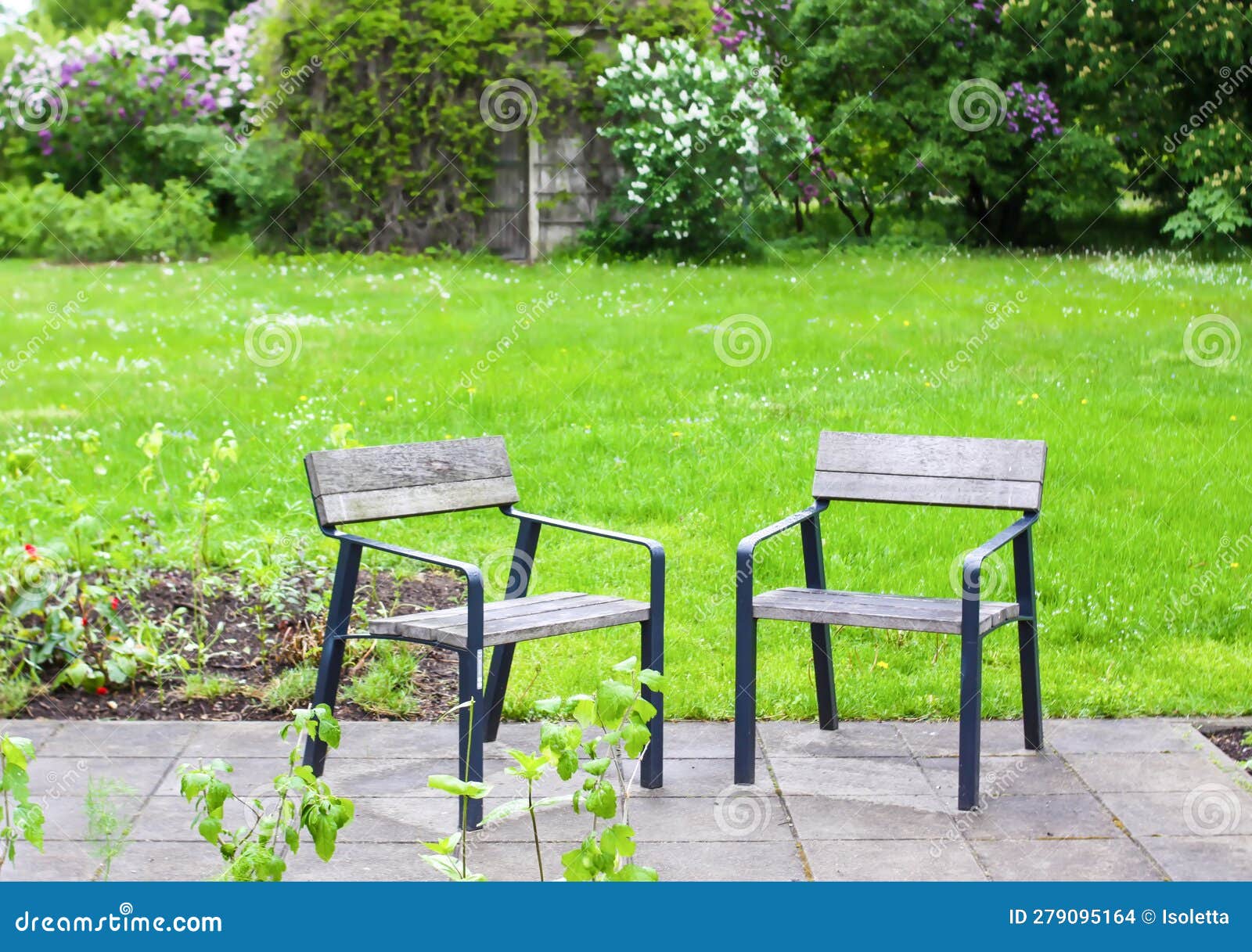 Two Chairs in Rest Zone in the Park Stock Photo - Image of beautiful ...
