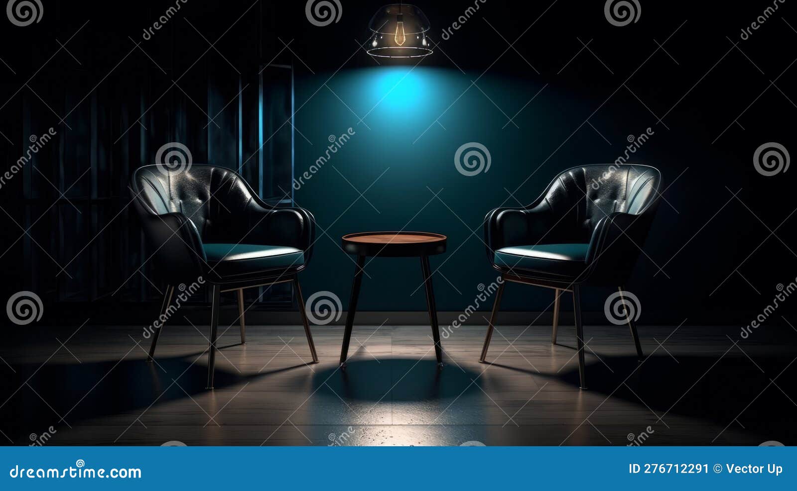 Two Chairs and Spotlights in Podcast or Interview Room. Generative AI ...