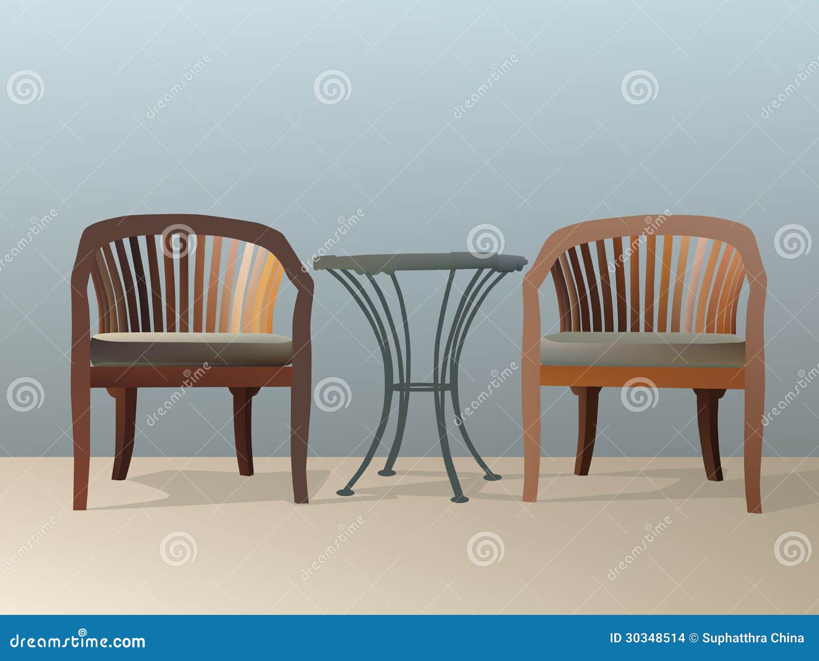 Two chairs and table stock vector. Illustration of graphic - 30348514
