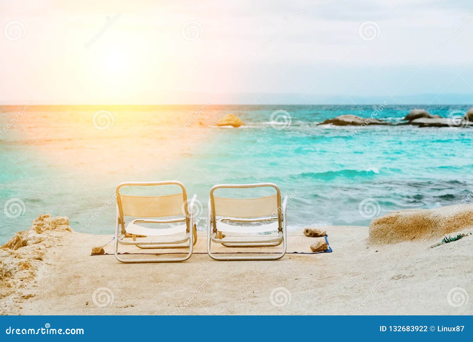Two Chairs on Tropical Beach Stock Photo - Image of idyllic, travel ...