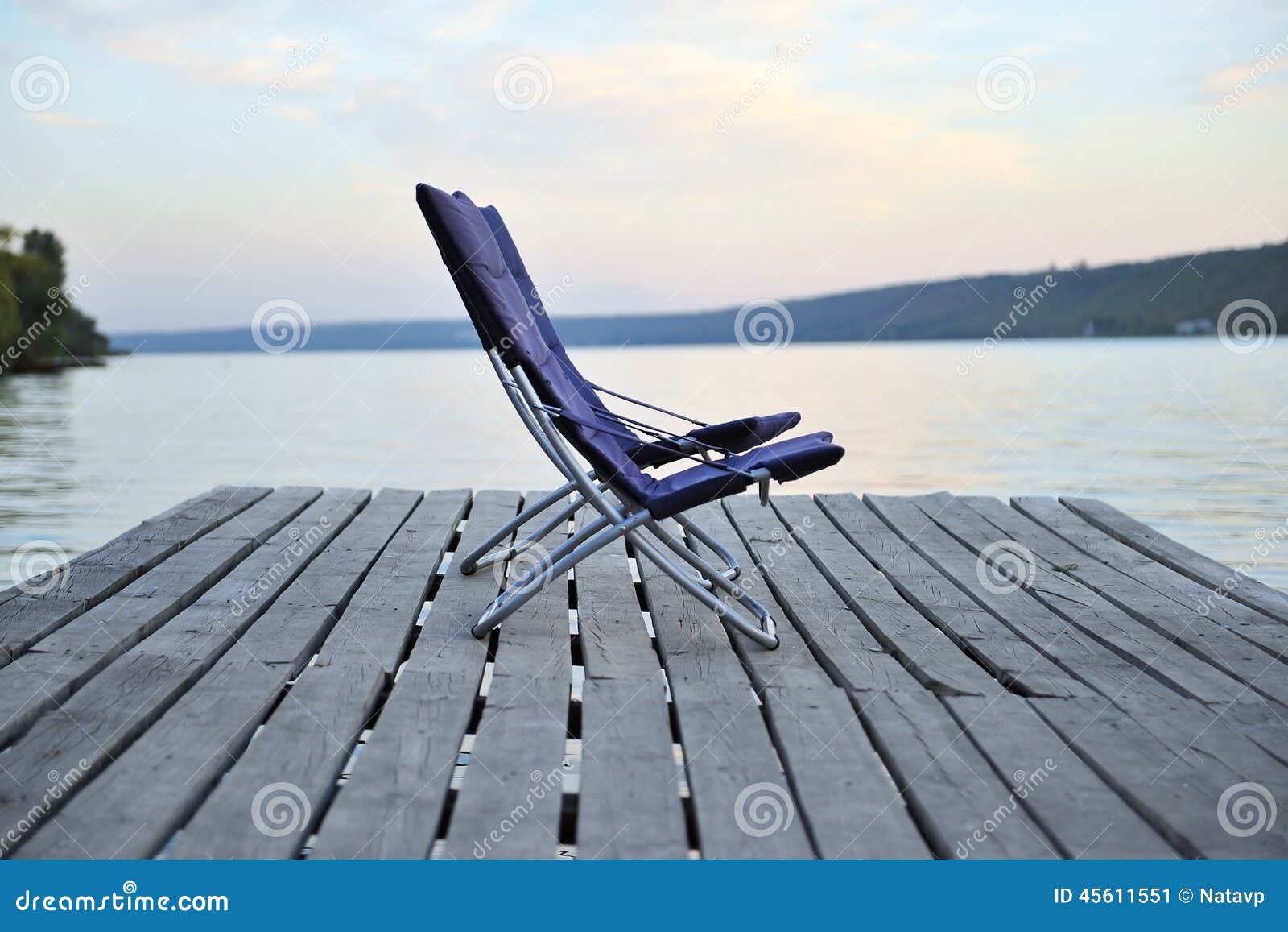 Two Chairs on a Wooden Platform on the River Rest Stock Image - Image ...
