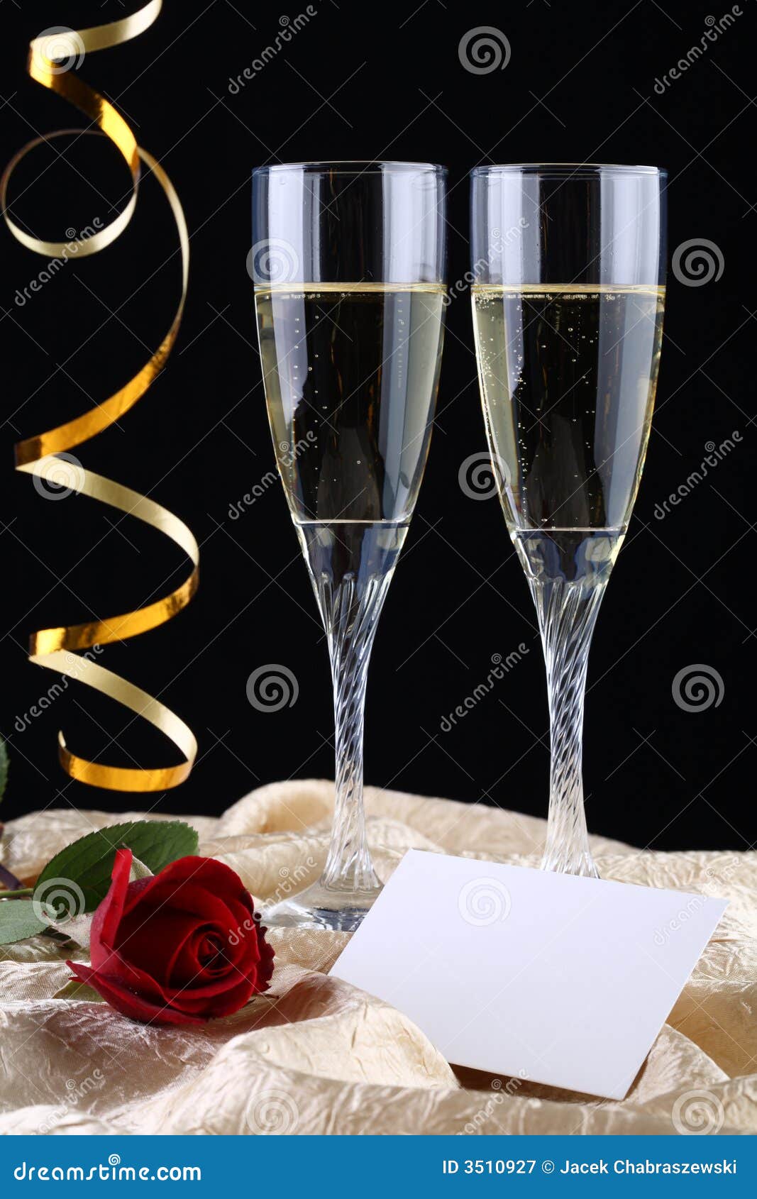 Two Champagne glasses stock image. Image of festive, card - 3510927