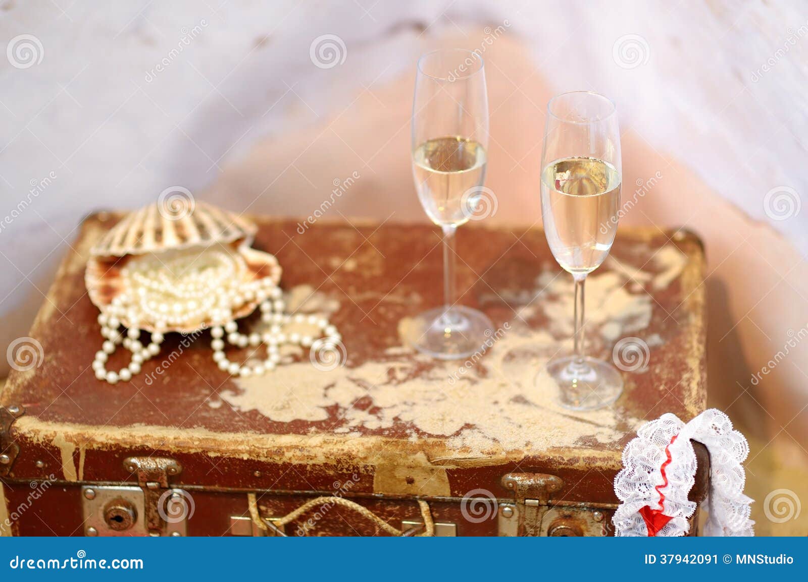 Two Champagne Glasses and Pearls Stock Image - Image of outdoor ...