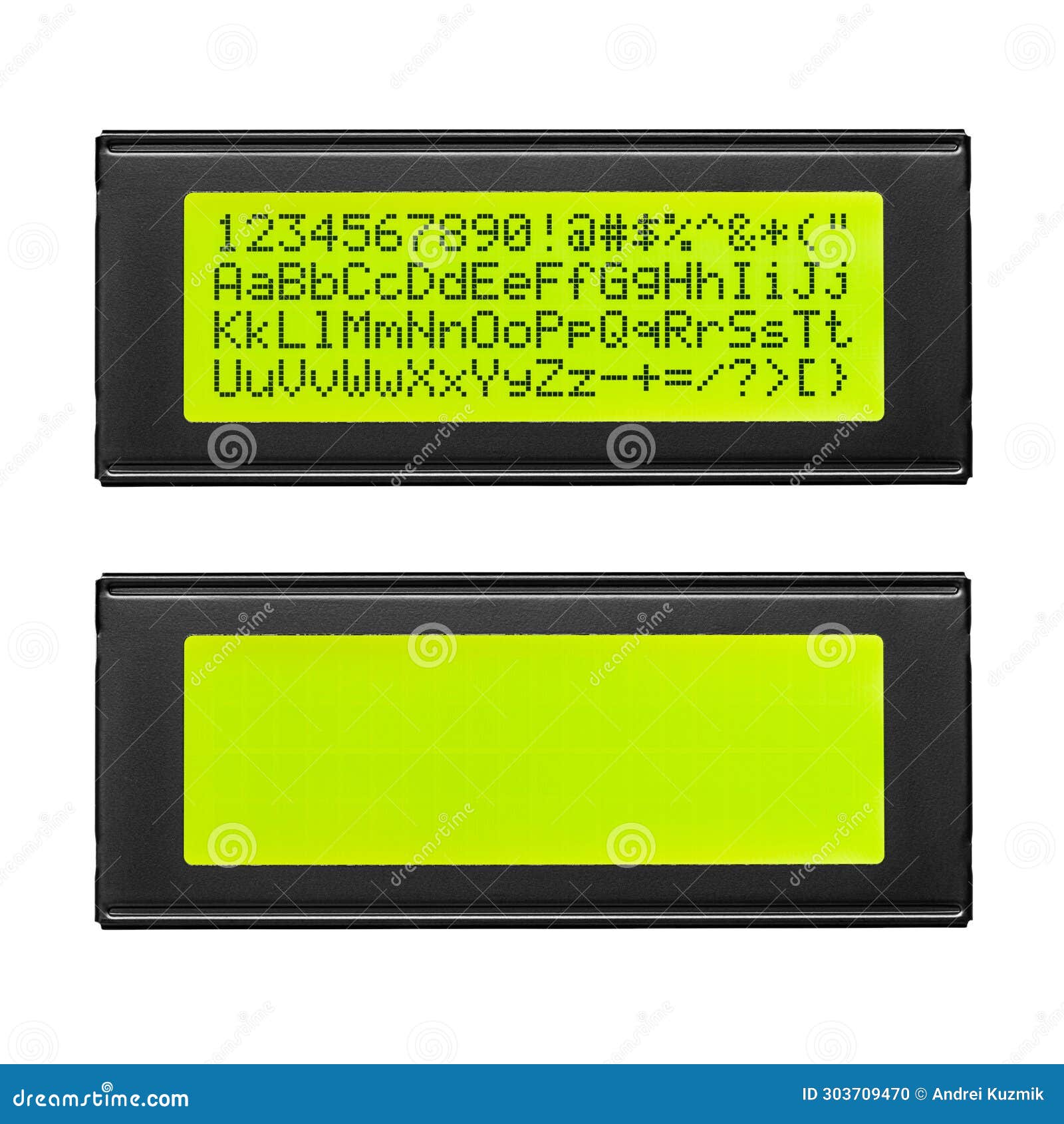 Two Character LCD Displays, Blank and Digital Alphabet Font Set ...