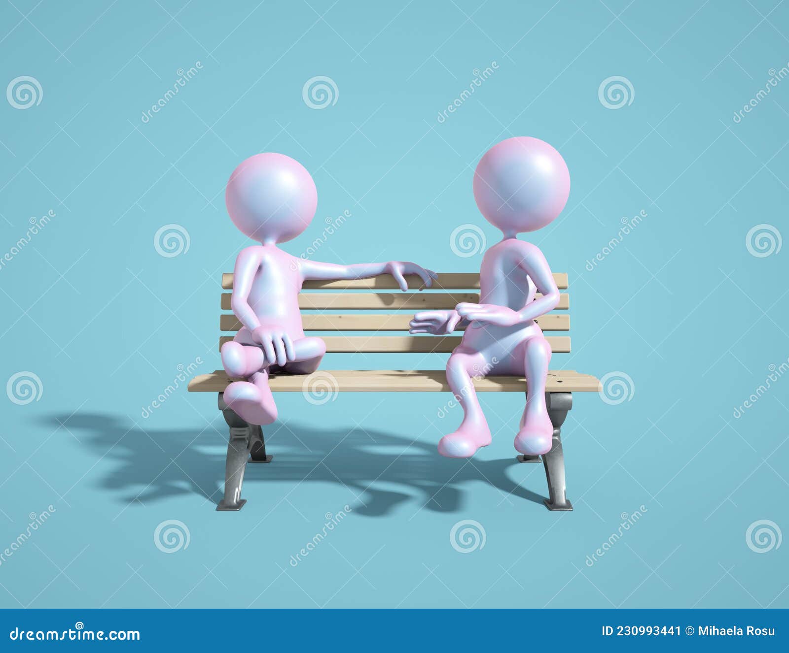 Two Character Sit Bench on Blue Background Stock Illustration ...