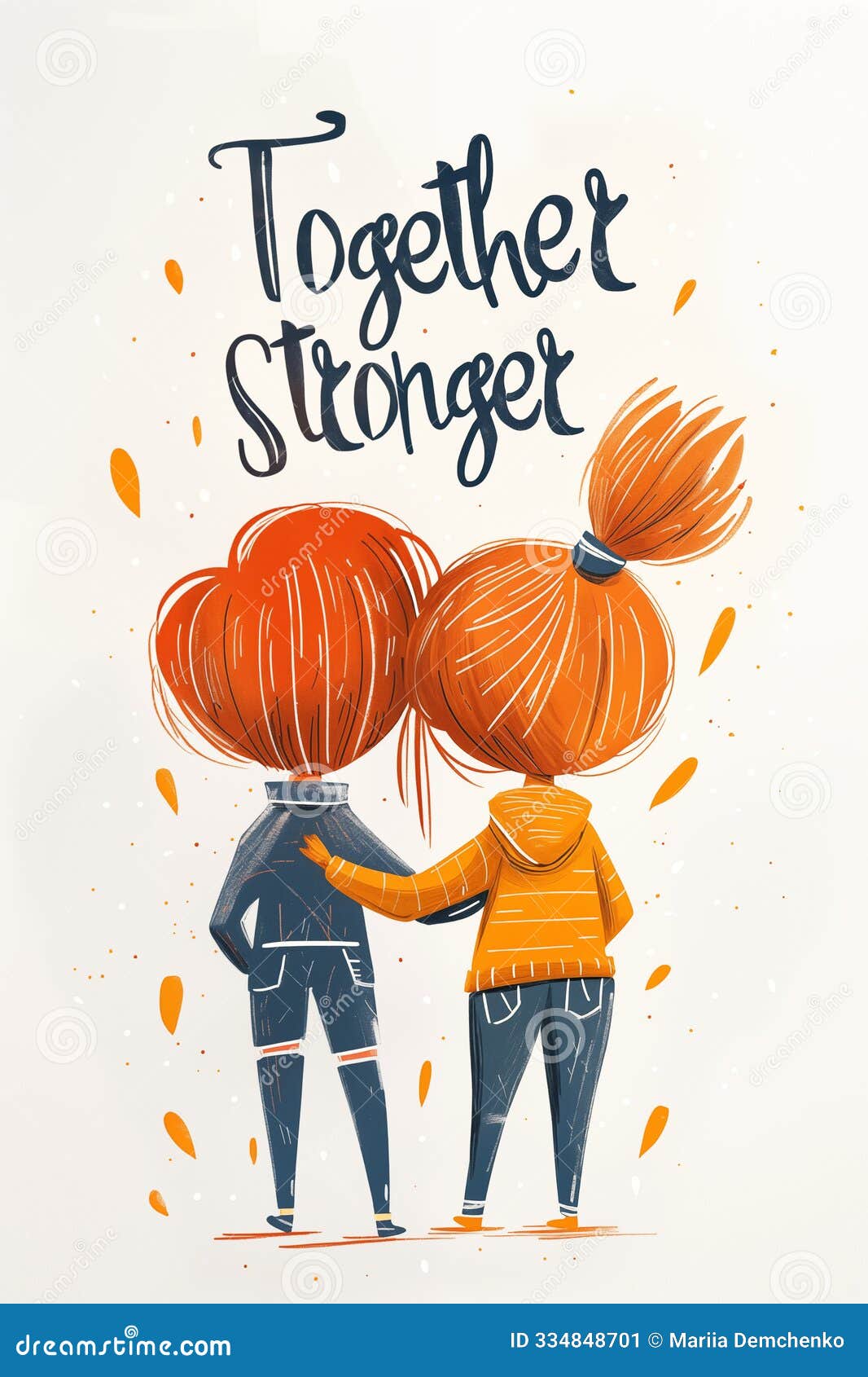 Two Characters from Behind with Quote Together Stronger Stock Image ...