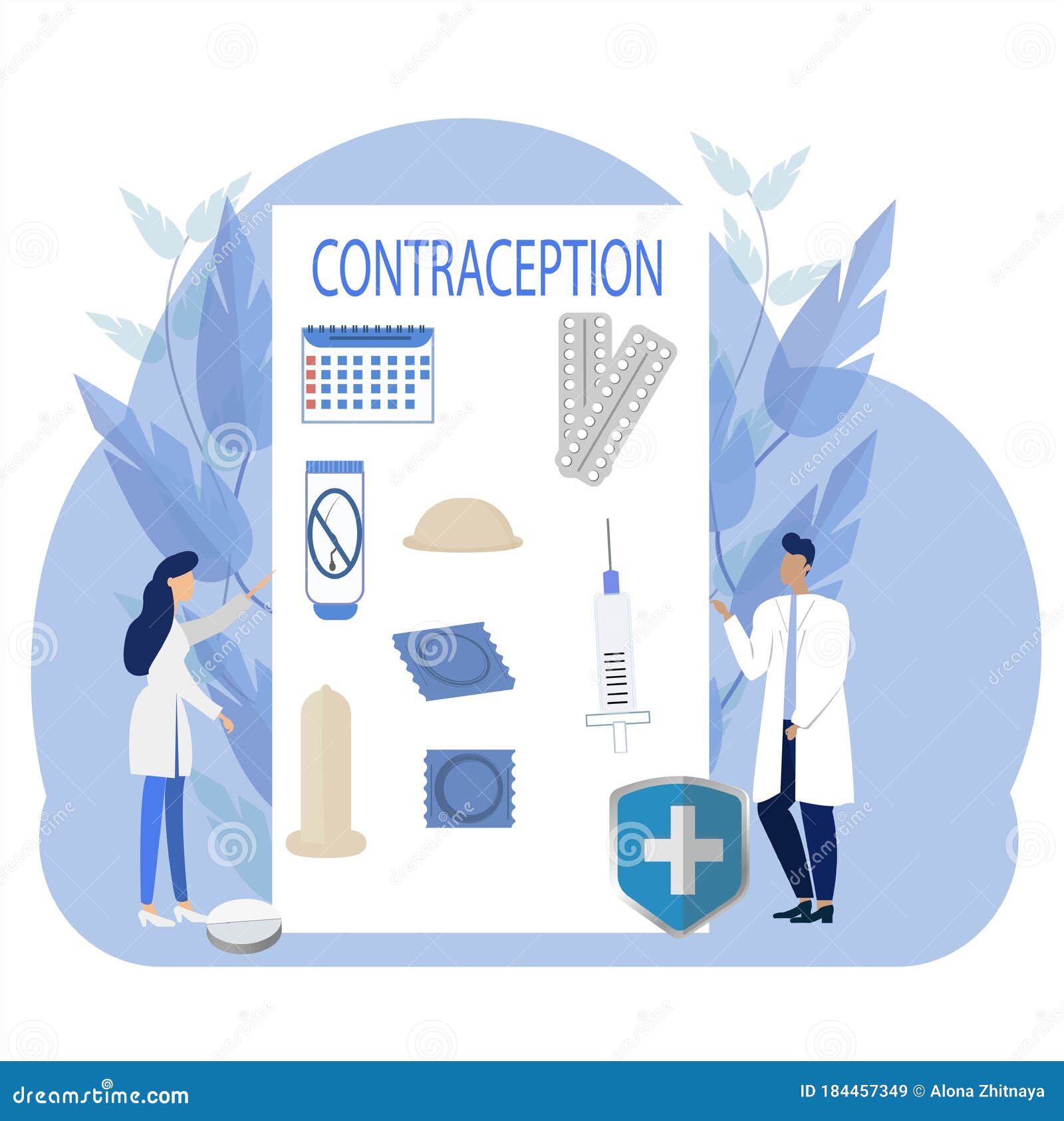 Two Characters Doctors Methods of Birth Control Stock Vector ...