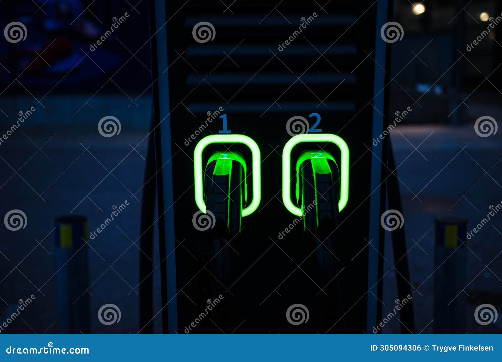 Two Charging Handles of an Electric Car Charger.. Stock Photo - Image ...