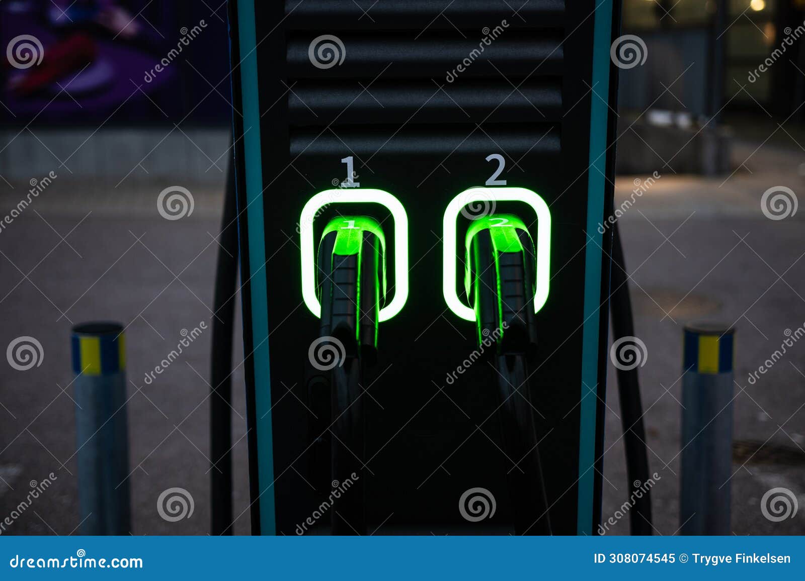 Two Charging Handles of an Electric Car Charger.. Stock Image - Image ...