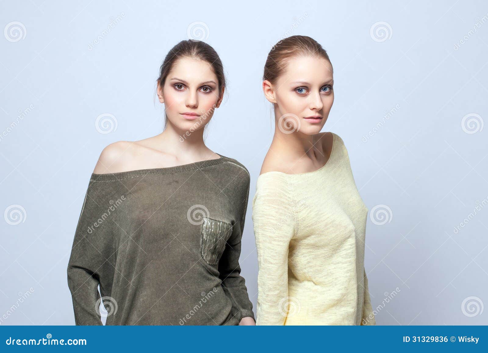 Two Charming Models Posing in Casual Clothes Stock Photo - Image of ...
