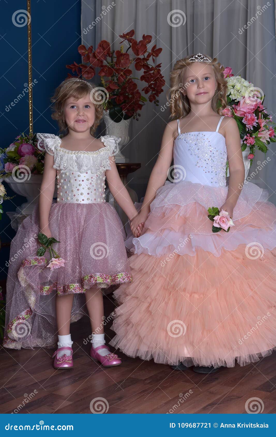Two Charming Princess Sisters Stock Image - Image of beauty, childhood ...