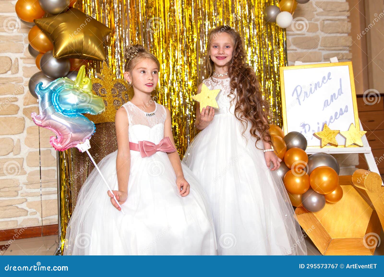 Two Charming Princesses at Festive Event Stock Image - Image of girls ...