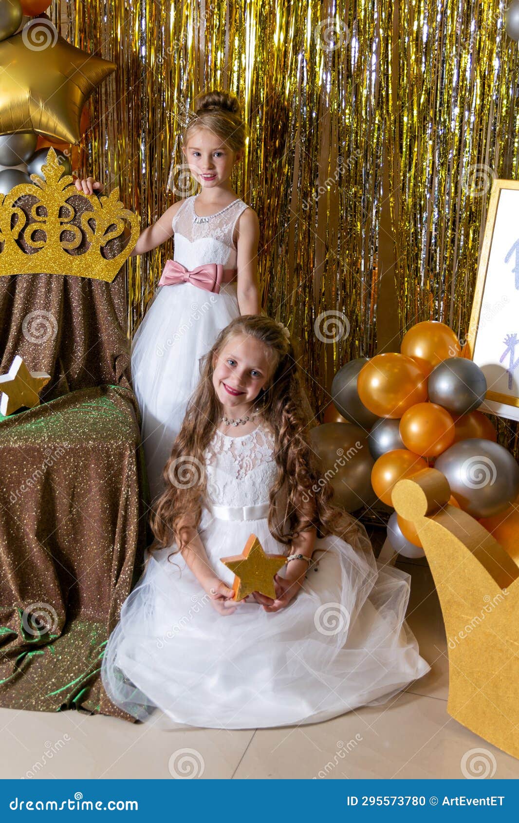 Two Charming Princesses at a Festive Event Stock Photo - Image of ...
