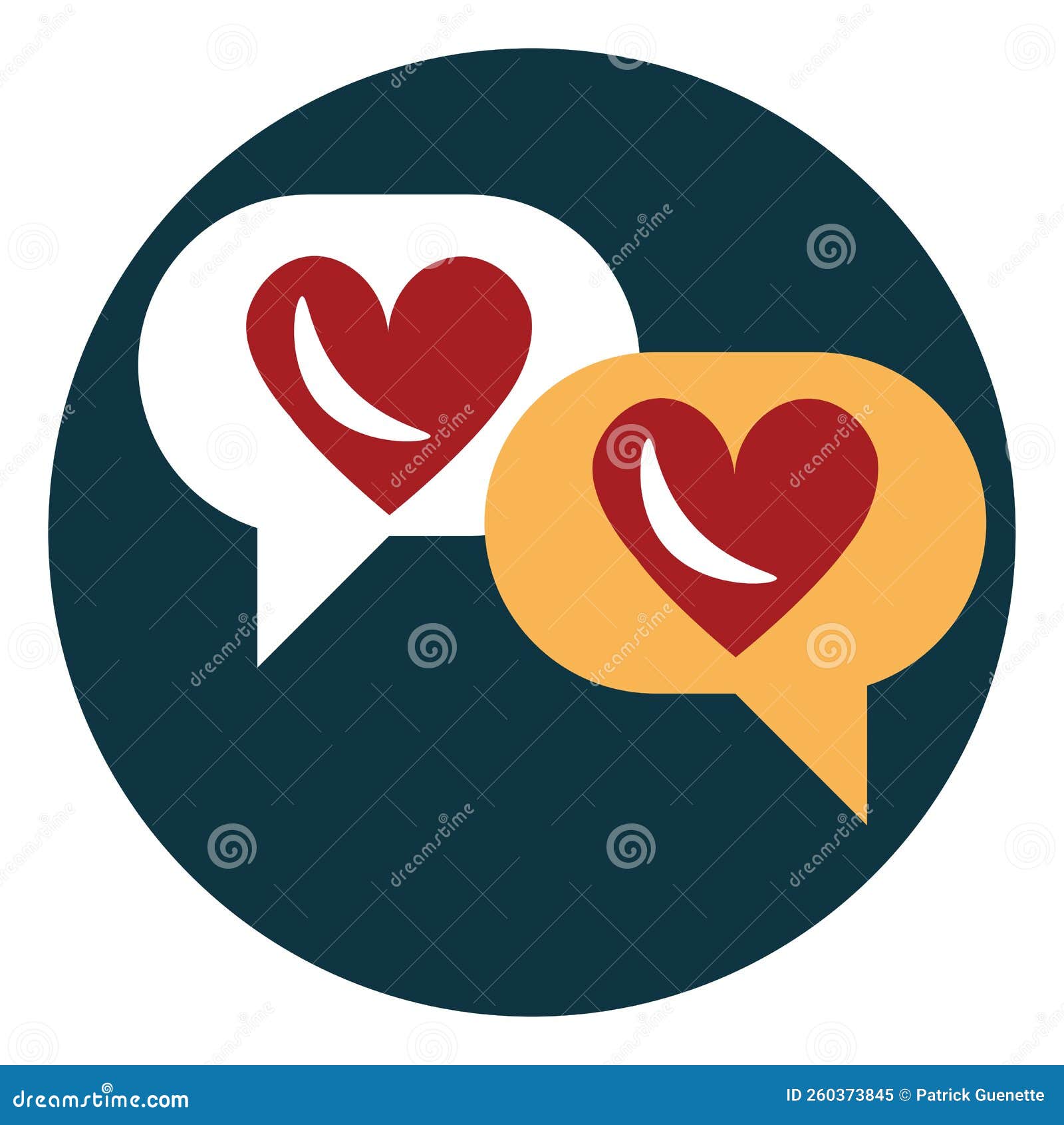 Two Chat Heads with Hearts, Icon Stock Vector - Illustration of icon ...