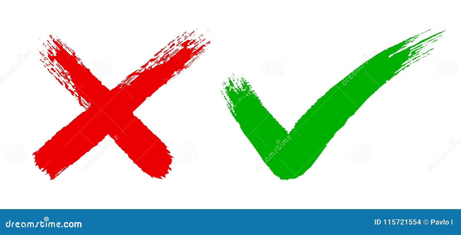 Check Mark Icons. Green Tick And Red Cross Checkmarks In Two Variants ...