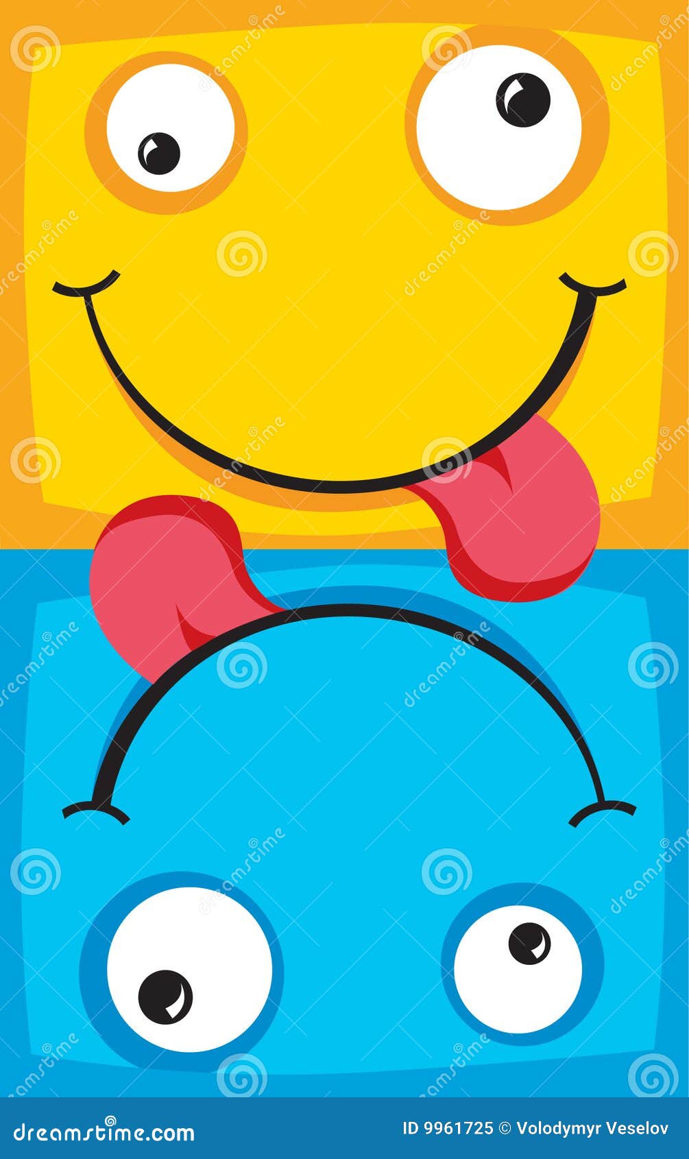 Two Cheerful Characters with Smiles Stock Vector - Illustration of ...
