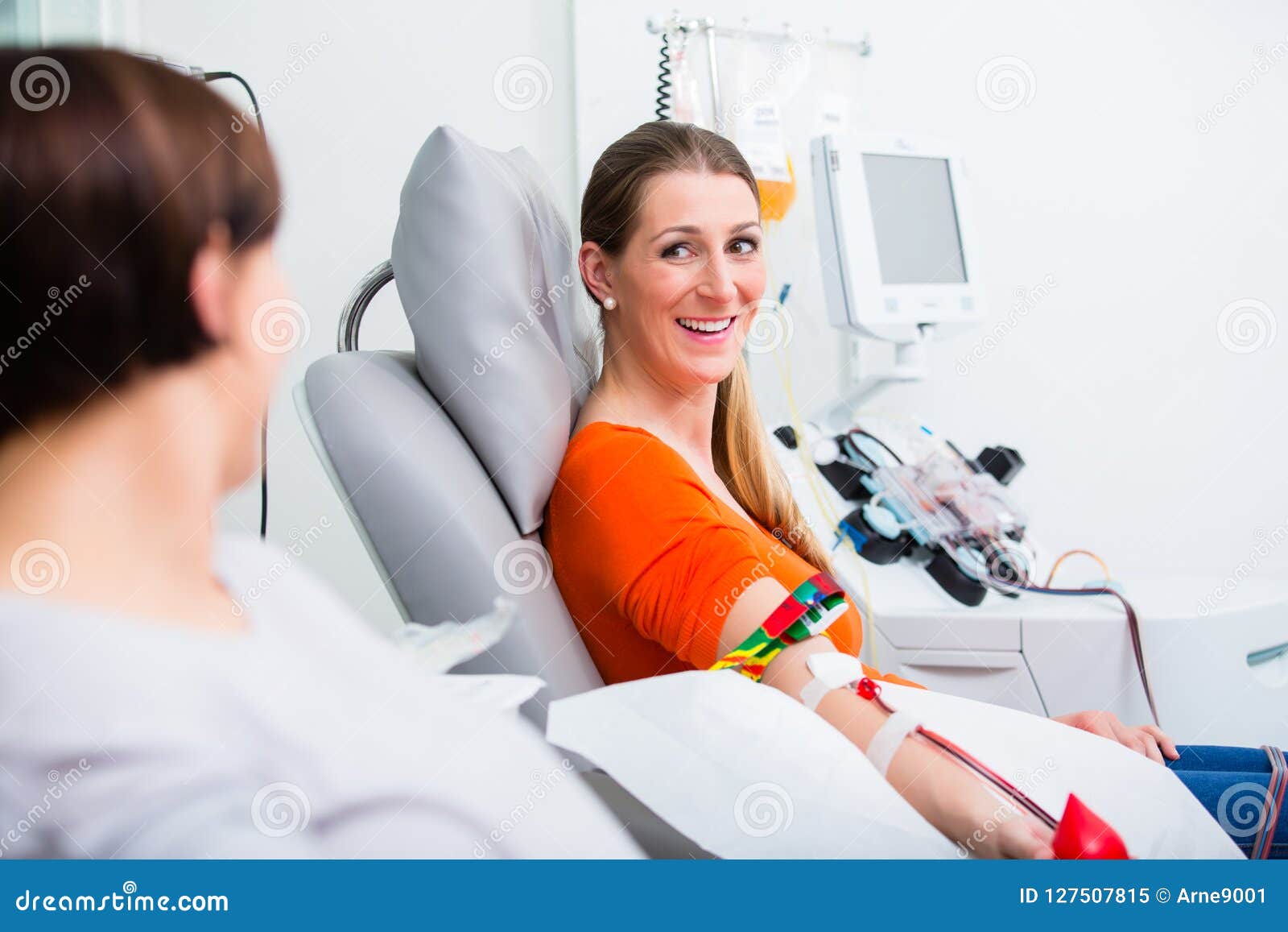 Two Women at Blood Donation Drop-in Stock Image - Image of altruism ...