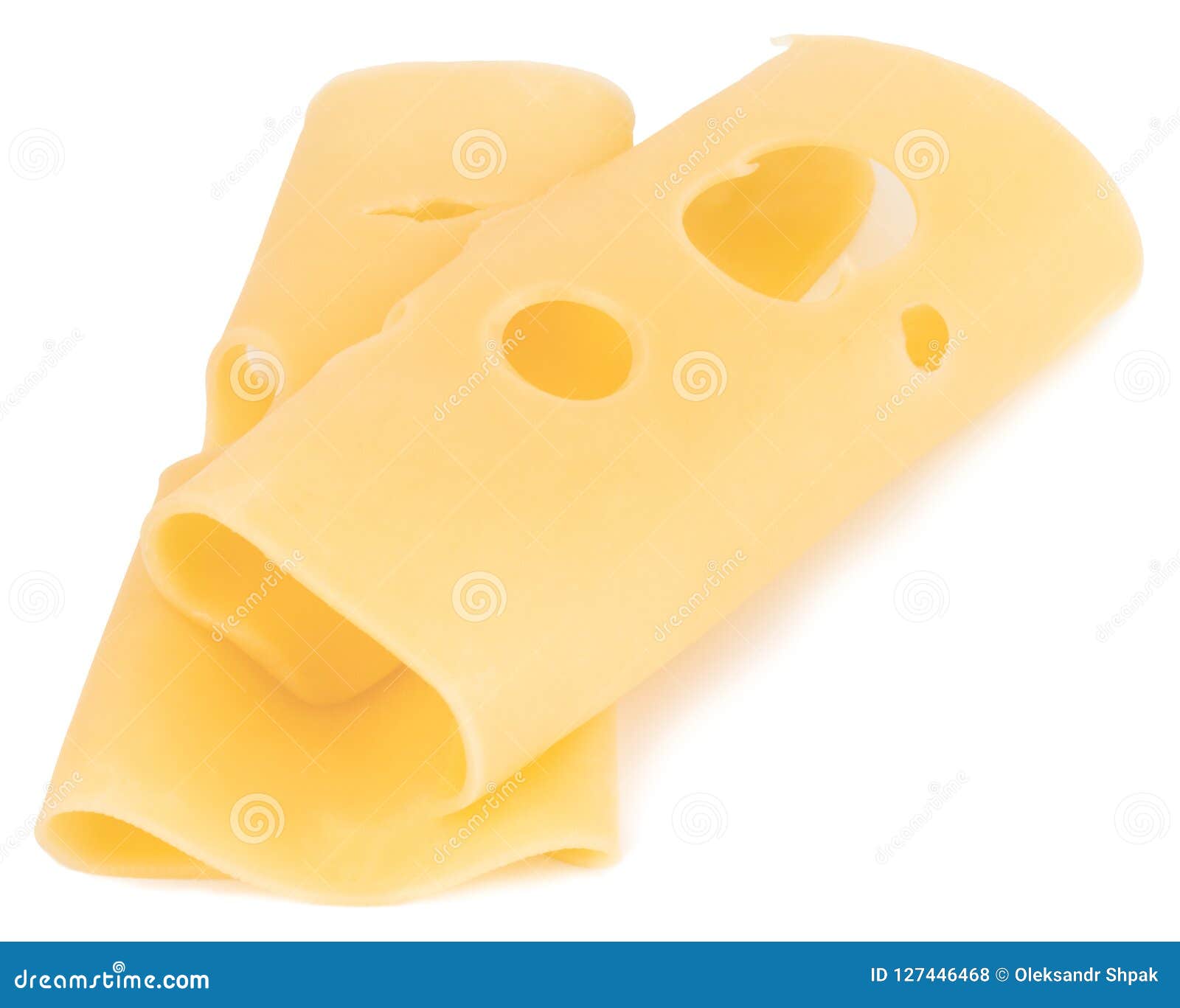 Two Cheese Slices Isolated on White Background Stock Photo - Image of ...