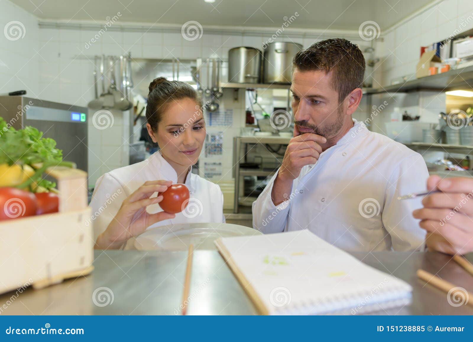 Two Chefs in Commercial Kitchen Stock Image - Image of cheerful, black ...