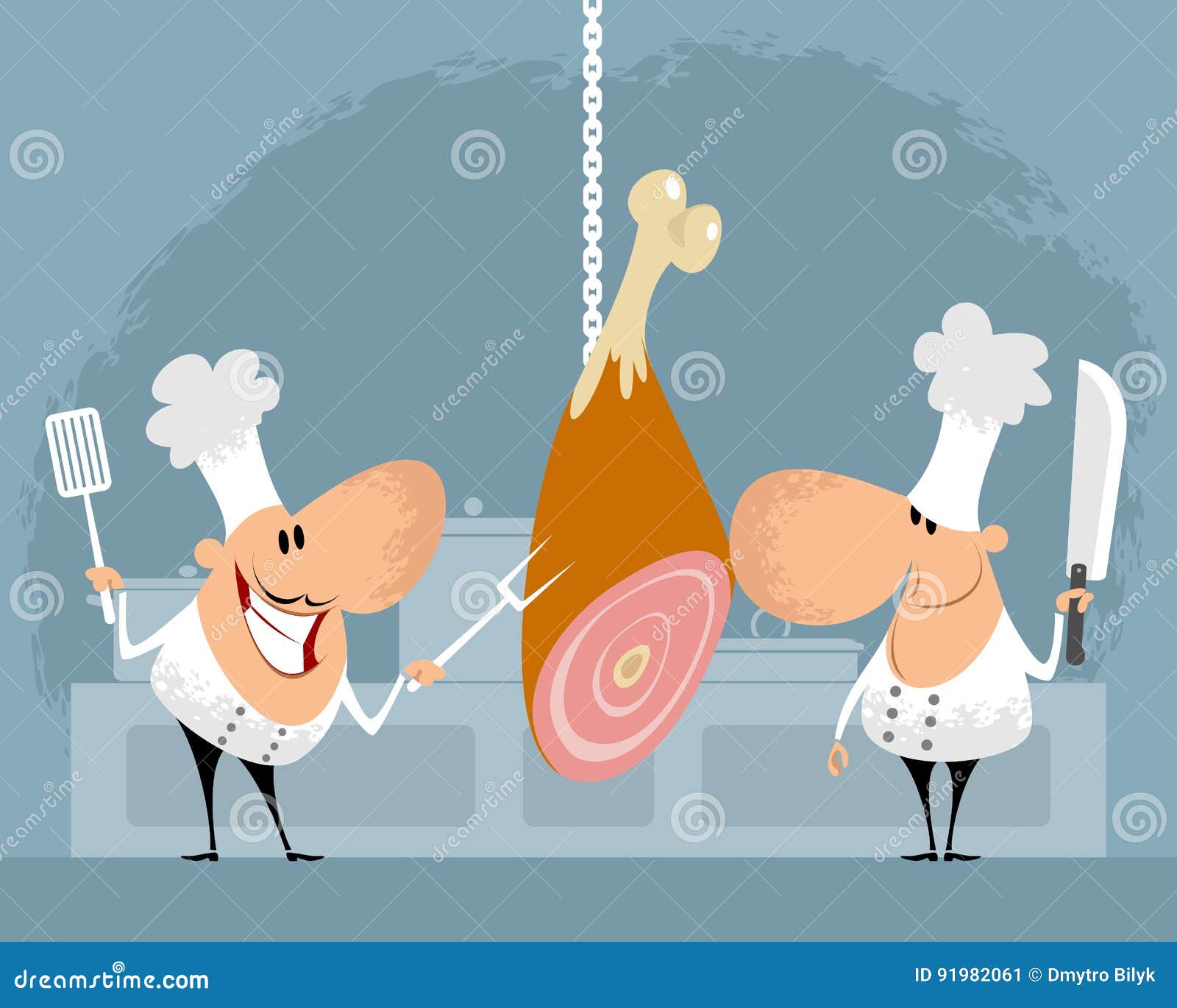 Two chefs in kitchen stock vector. Illustration of kitchen - 91982061