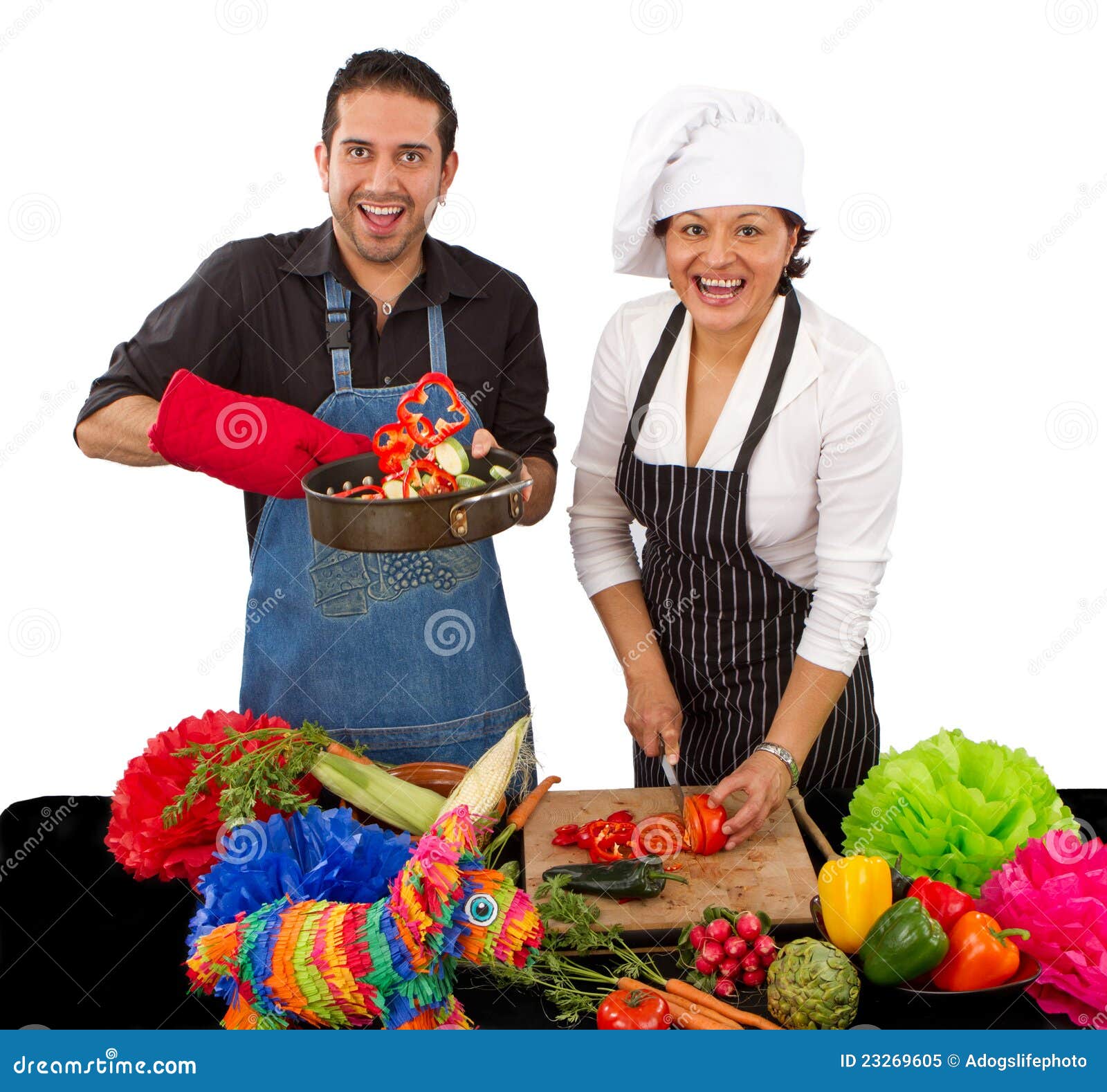Two Chefs Preparing for a Mexican Celebration Stock Image - Image of ...