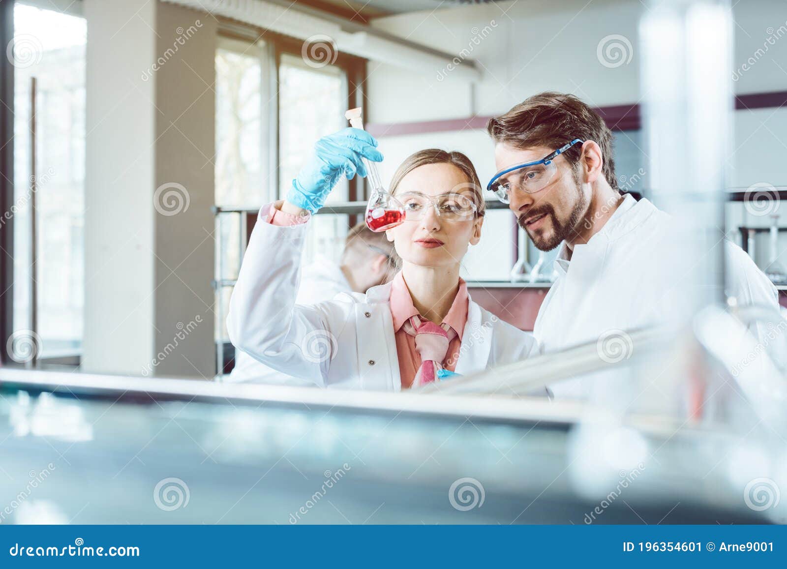 Two Chemical Scientists during Breakthrough Experiment Stock Image ...